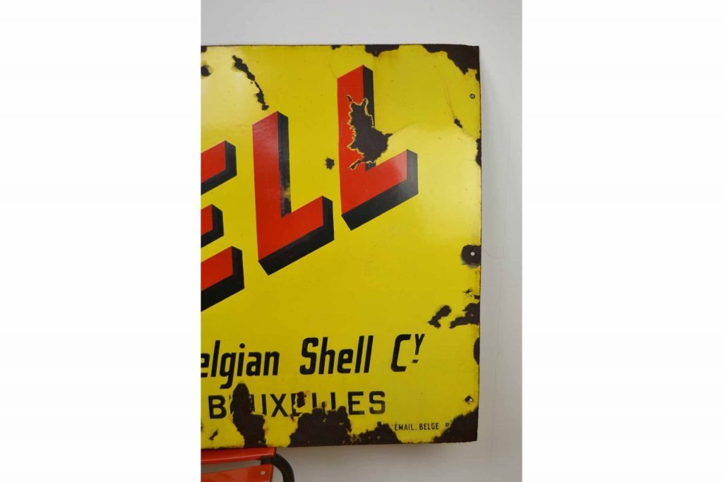 Antique Enamel Shell Sign, Email. Belge, 1930 | Retro Station