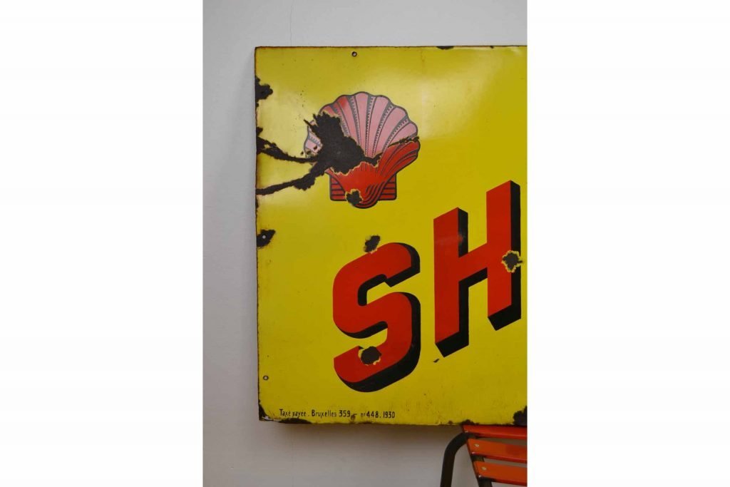 Antique Enamel Shell Sign, Email. Belge, 1930 | Retro Station