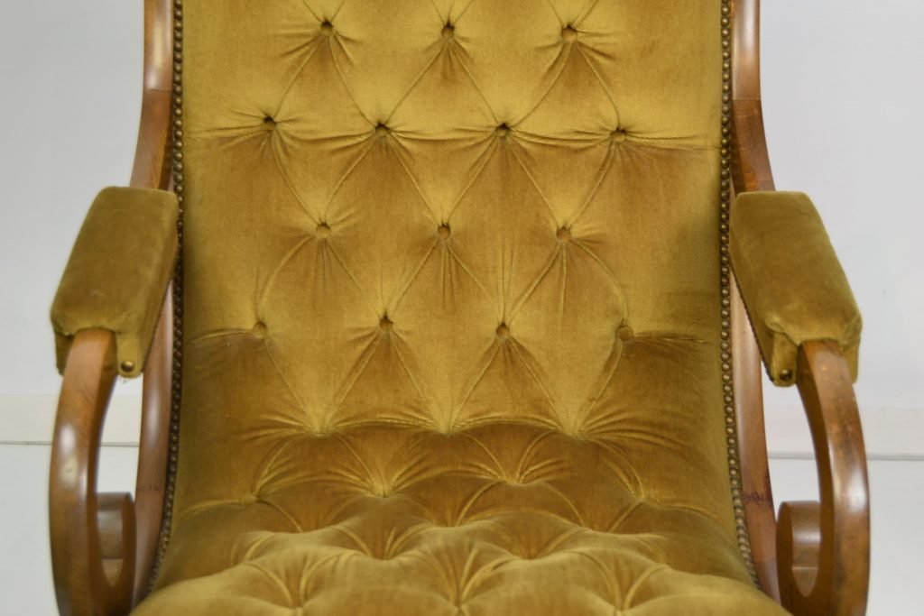 Vintage Wood and Velvet Lounge Chair, 1950s | Retro Station