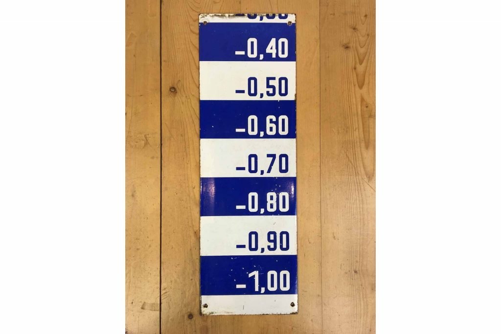 Enamel Blue White Water Level Sign | Retro Station